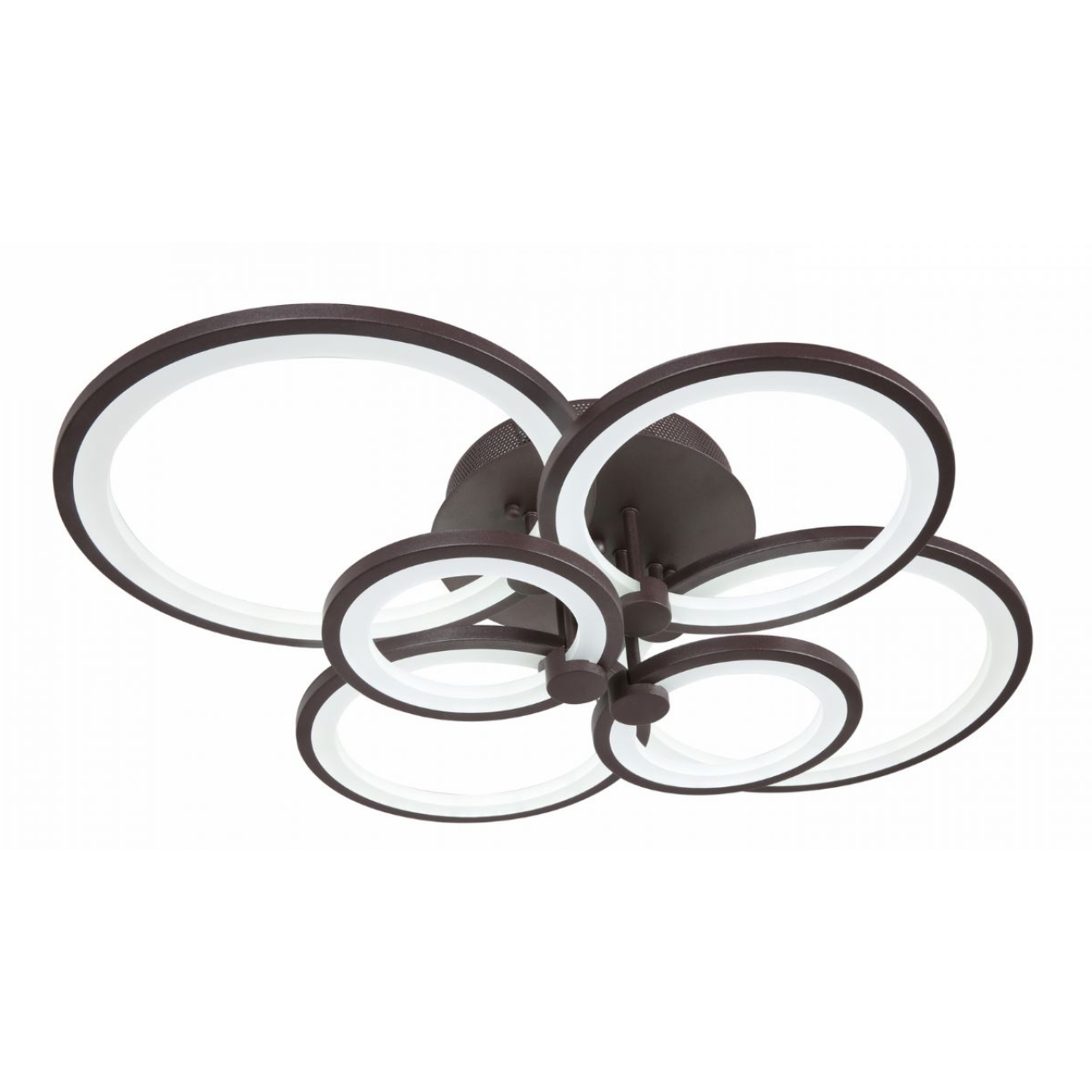 Lustra Led Cu Telecomanda Dimabila Six Rings Maro